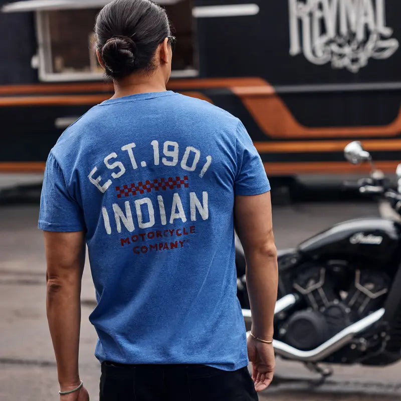 Men's Est 1901 Checked T-Shirt - Blue – Indian Motorcycle Australia