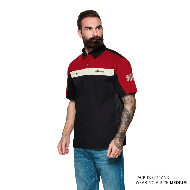 Men's Headdress Colorblock Shop Shirt, Red – Indian Motorcycle Australia